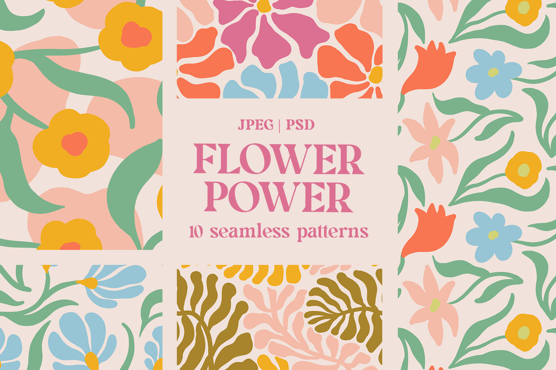 Flower Power. Seamless patterns, a Pattern Graphic by emeraldthue