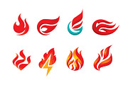 Fire & flame - Vector Signs Set, a Work Illustration by serkorkin
