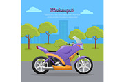 Contemporary Violet Motorcycle on | Technology Illustrations ~ Creative ...