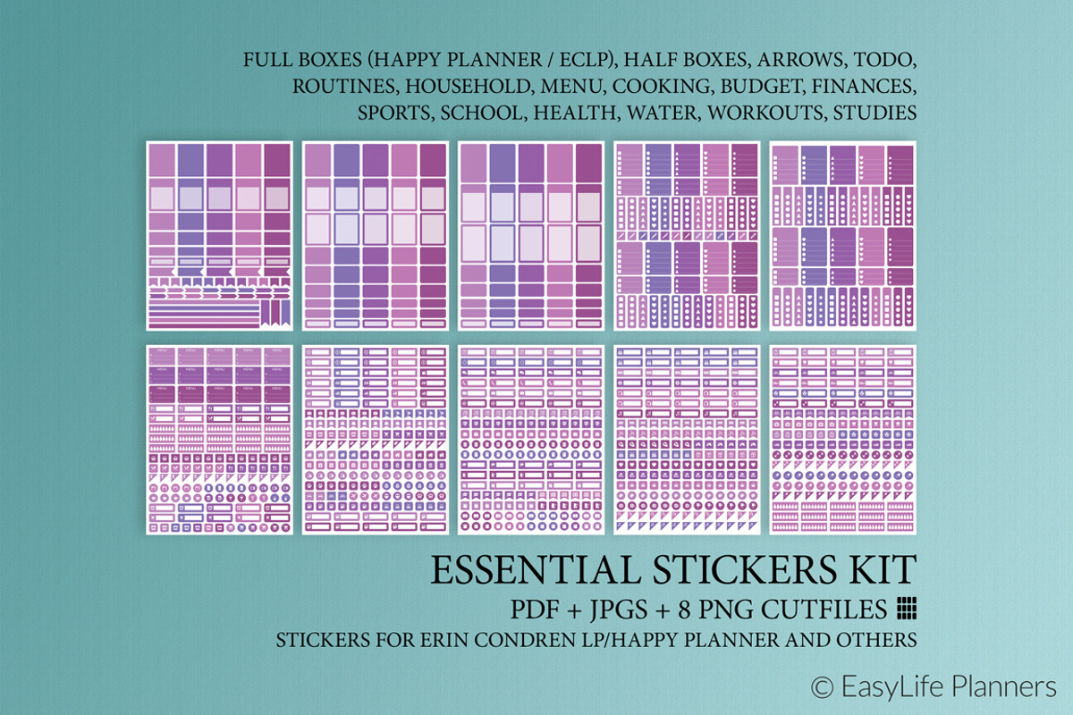 Purple Planner Stickers Printable, a Stationery Template by ...