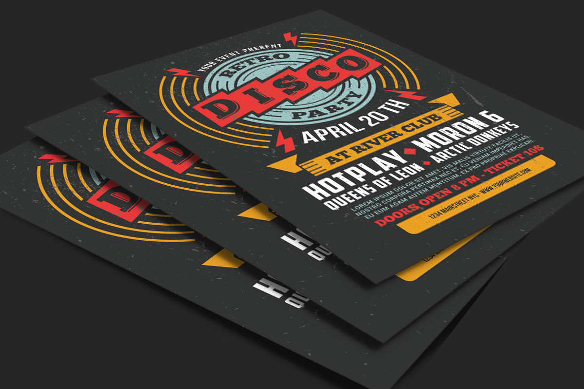 Retro Disco Flyer, a Flyer Template by Muhamad Iqbal hidayat