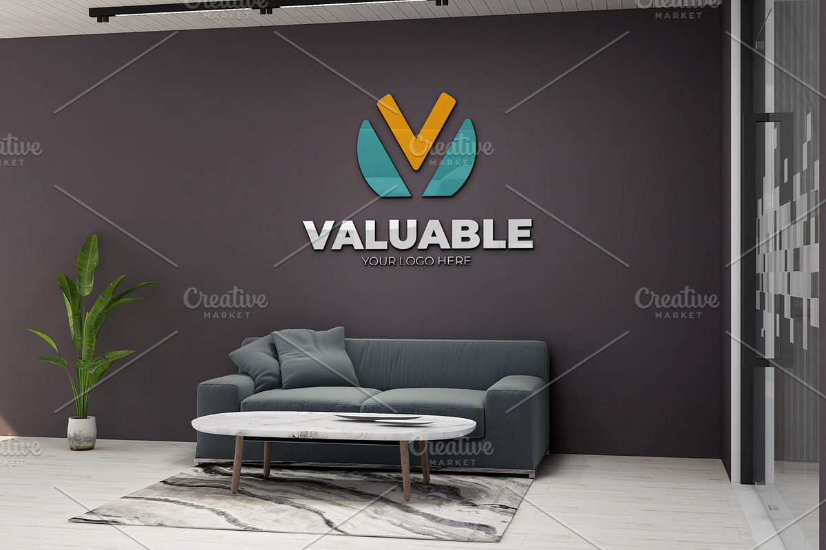 PSD Office Lounge Wall Mockup