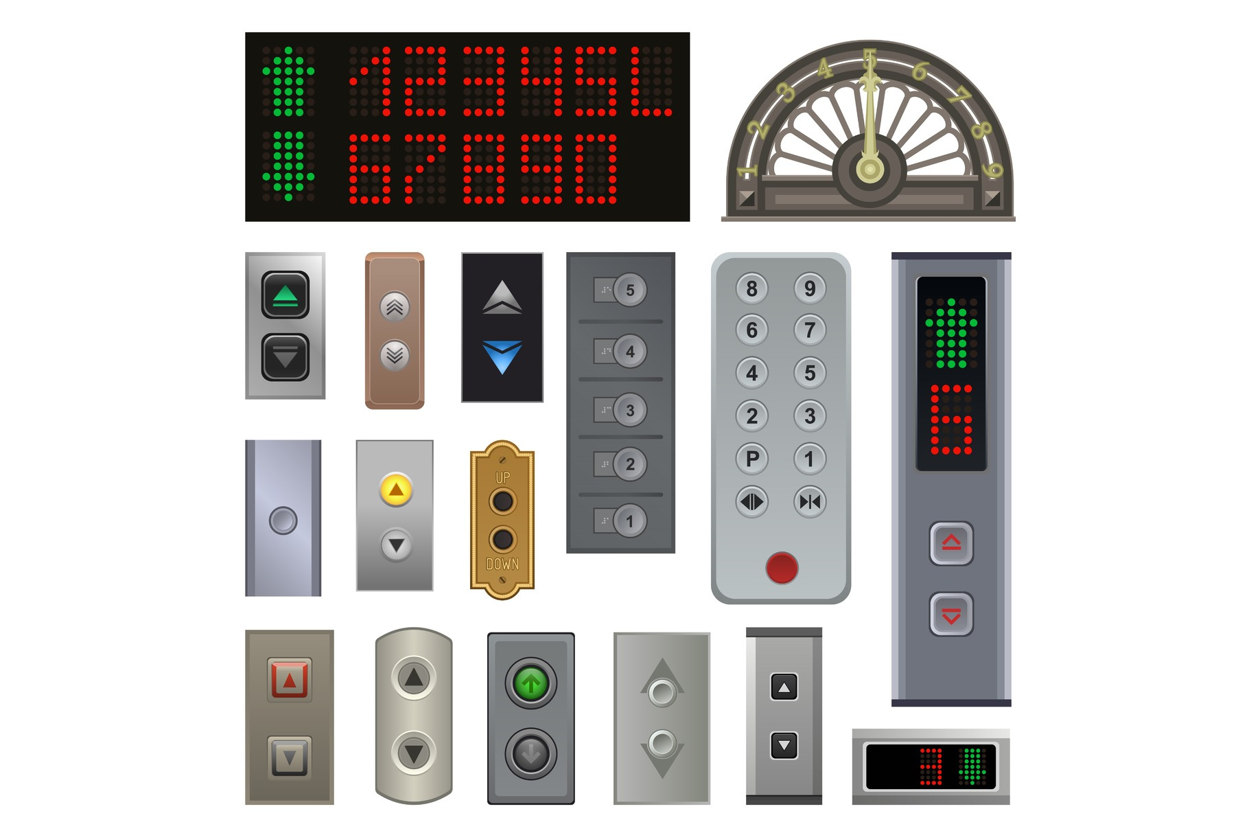 Elevator buttons vector lift metal, a Person Illustration by KitVector