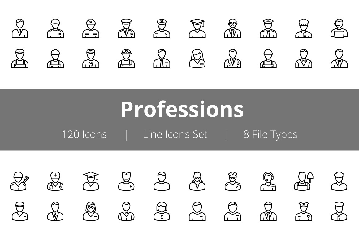 100+ Professions Line Icons | Outline Icons ~ Creative Market