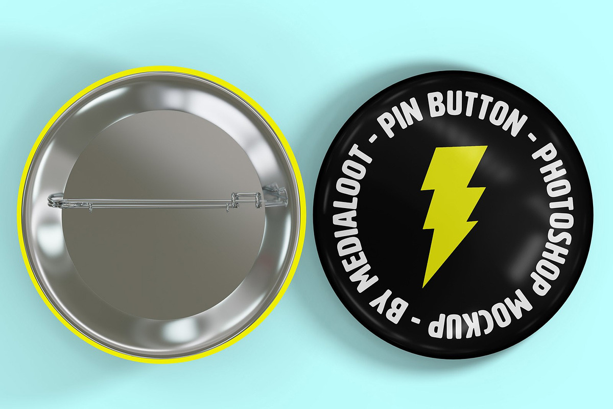 3D Pin Button Mockup, a Mockup by Medialoot