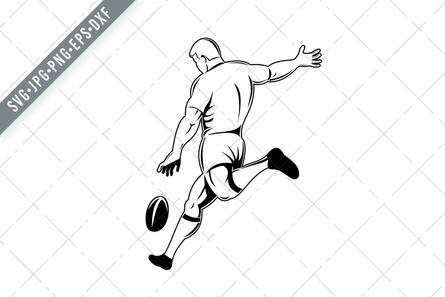 Rugby Player Kicker Drop Kick SVG, an Illustration by patrimonio ...