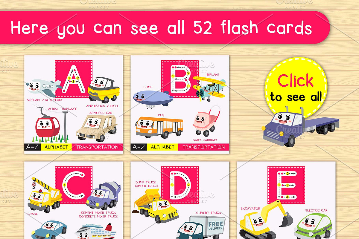 ABC transport vocabulary flashcards, an Education Illustration by ...