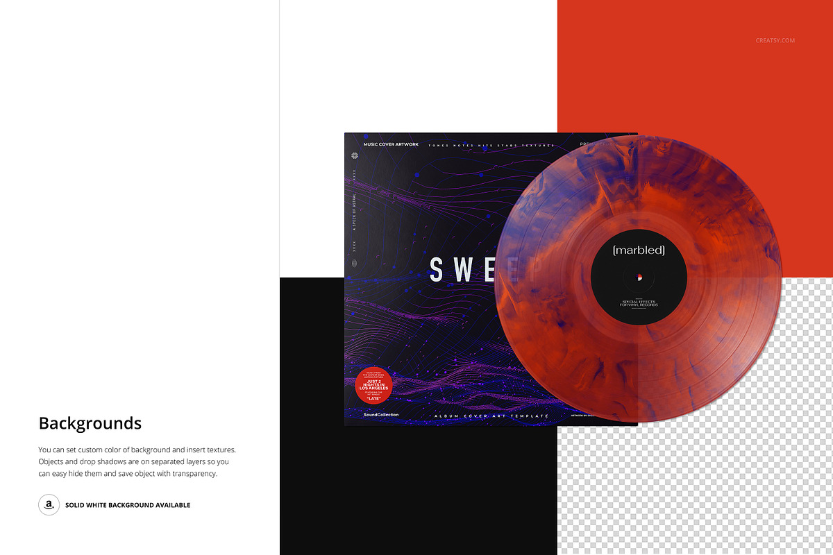 Marbled Effect Vinyl Record Mockup, a Packaging Mockup by creatsy5