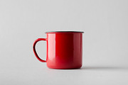 Red enamel mug mockup, a Food & Drink Photo by Shablon