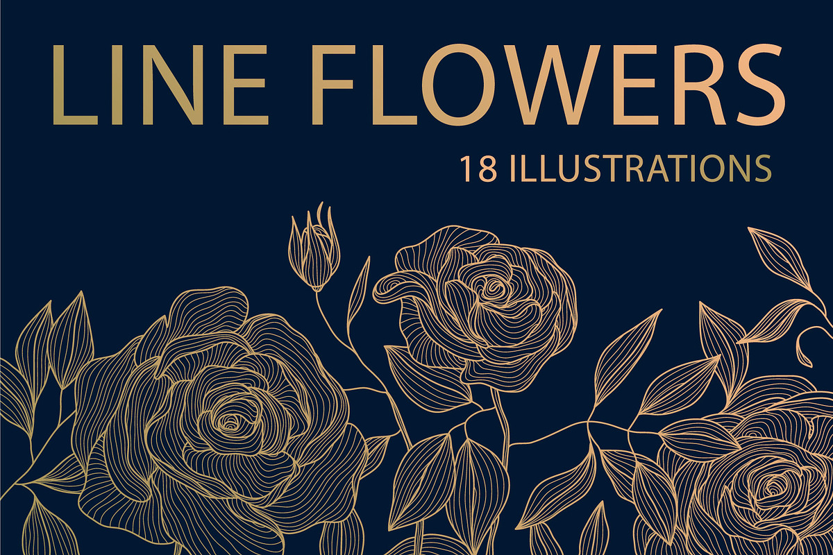Line Flowers Illustrations, a Decorative Illustration by Marylia