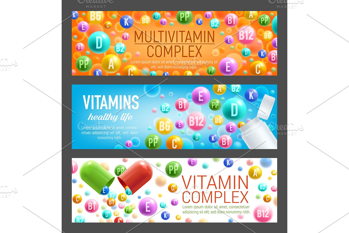 Vitamins and multivitamins vector, a Healthcare Illustration by Vector ...