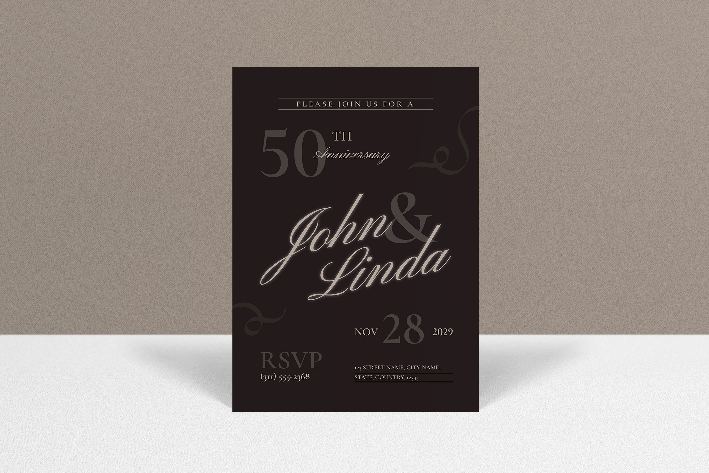Black Modern Anniversary Invitation, an Invitation Template by graphicook