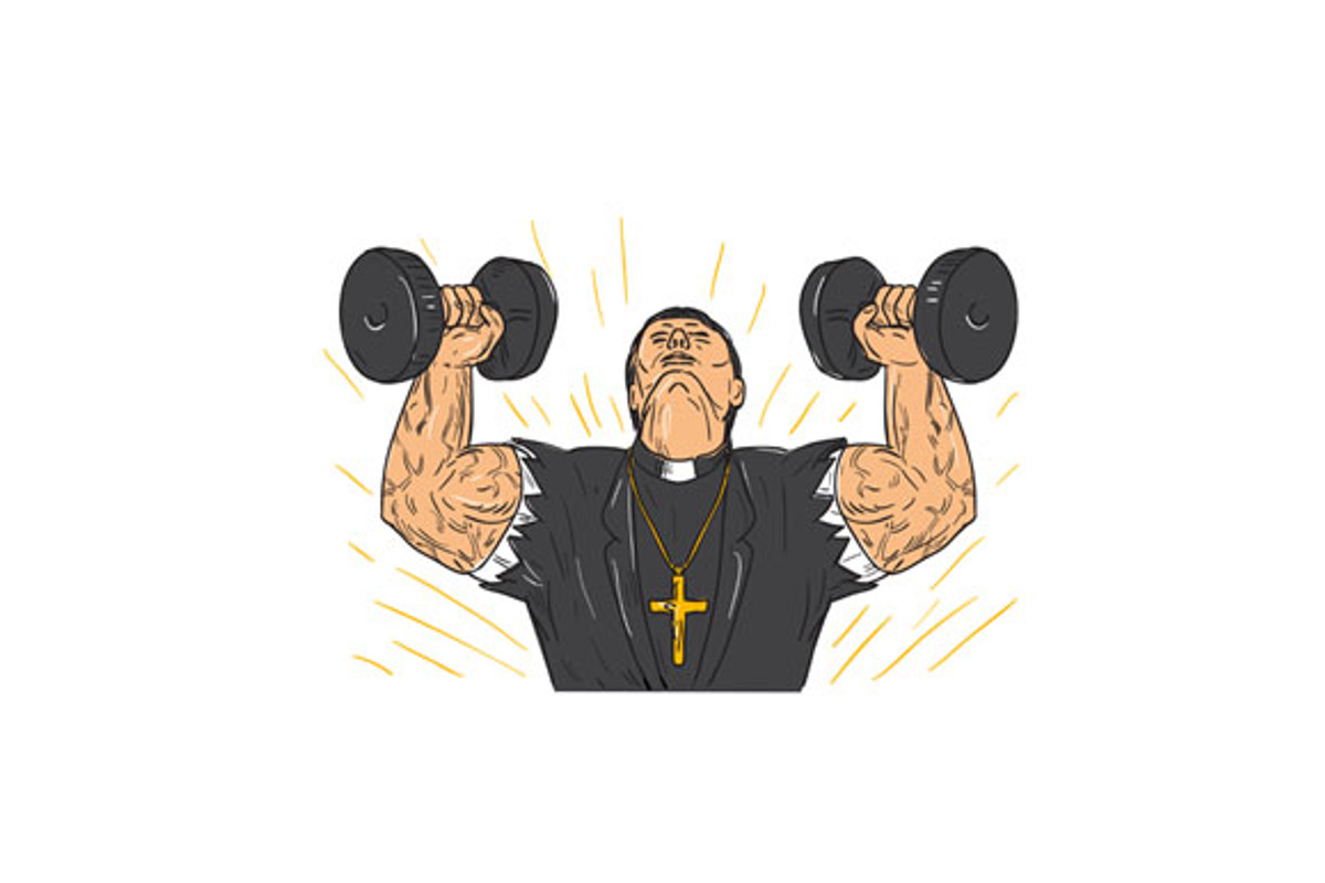 Ripped Priest Exercise Dumbbell, an Illustration by patrimonio ...