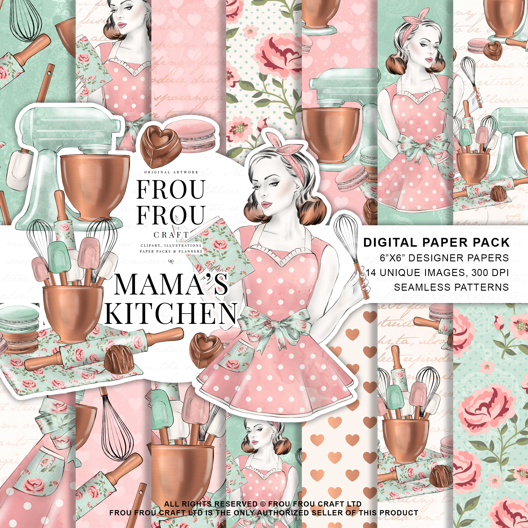Cooking Girl Paper Pack, a Pattern Graphic by Frou Fou Craft