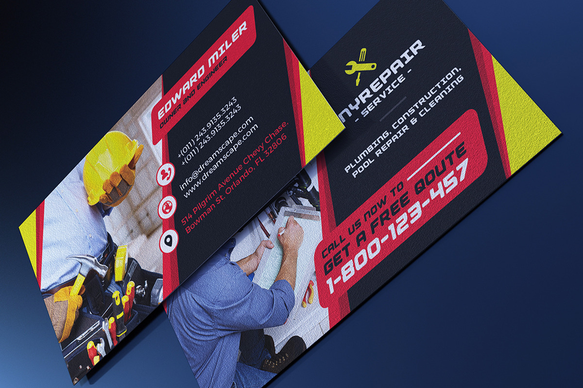 Service/Repair Business Card, a Business Card Template by GraphicsEgg