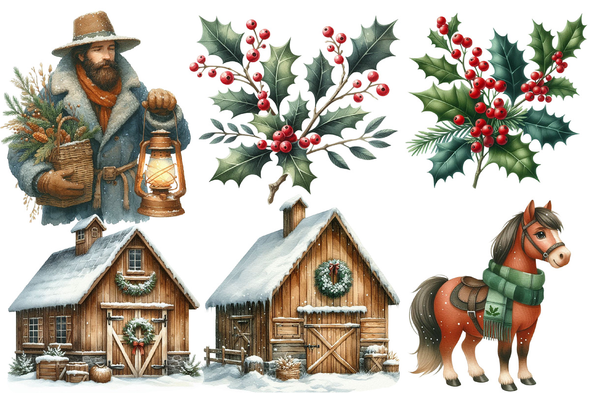 Winter Farm Clipart, an Illustration by Designworld