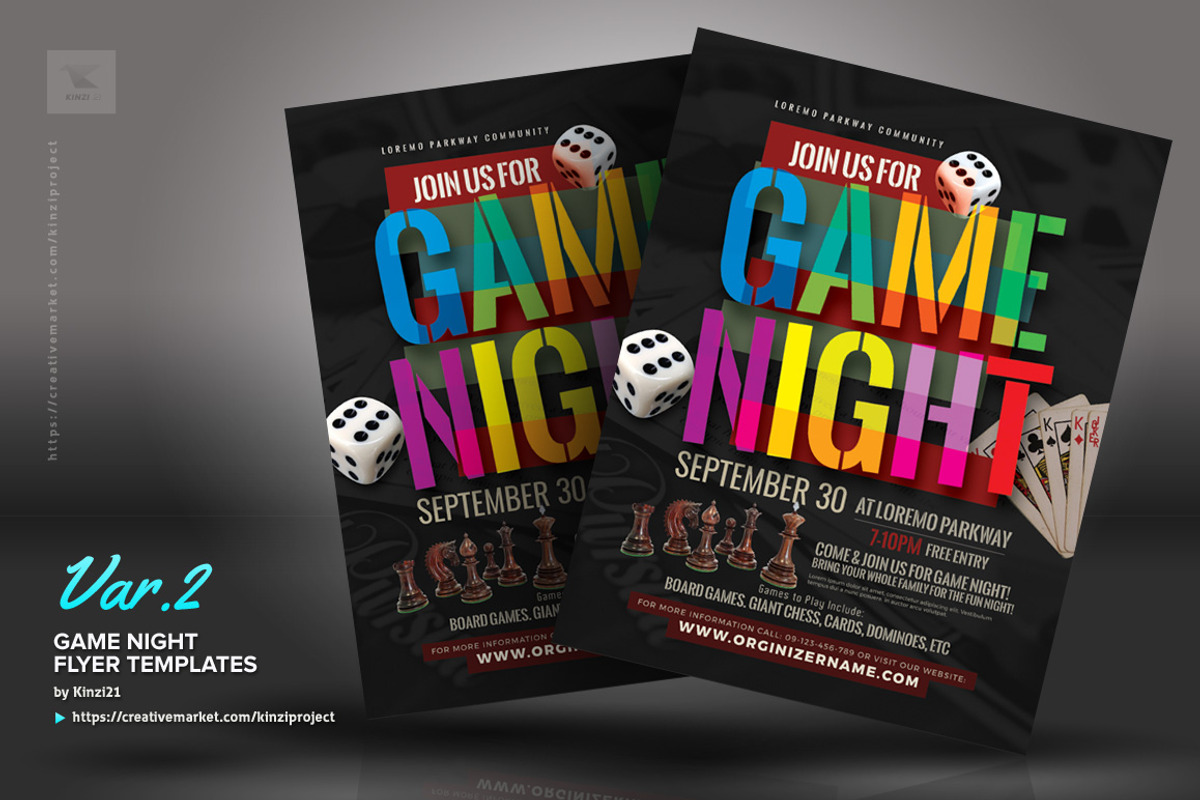 Game Night Flyer Templates, a Flyer Template by kinzi21