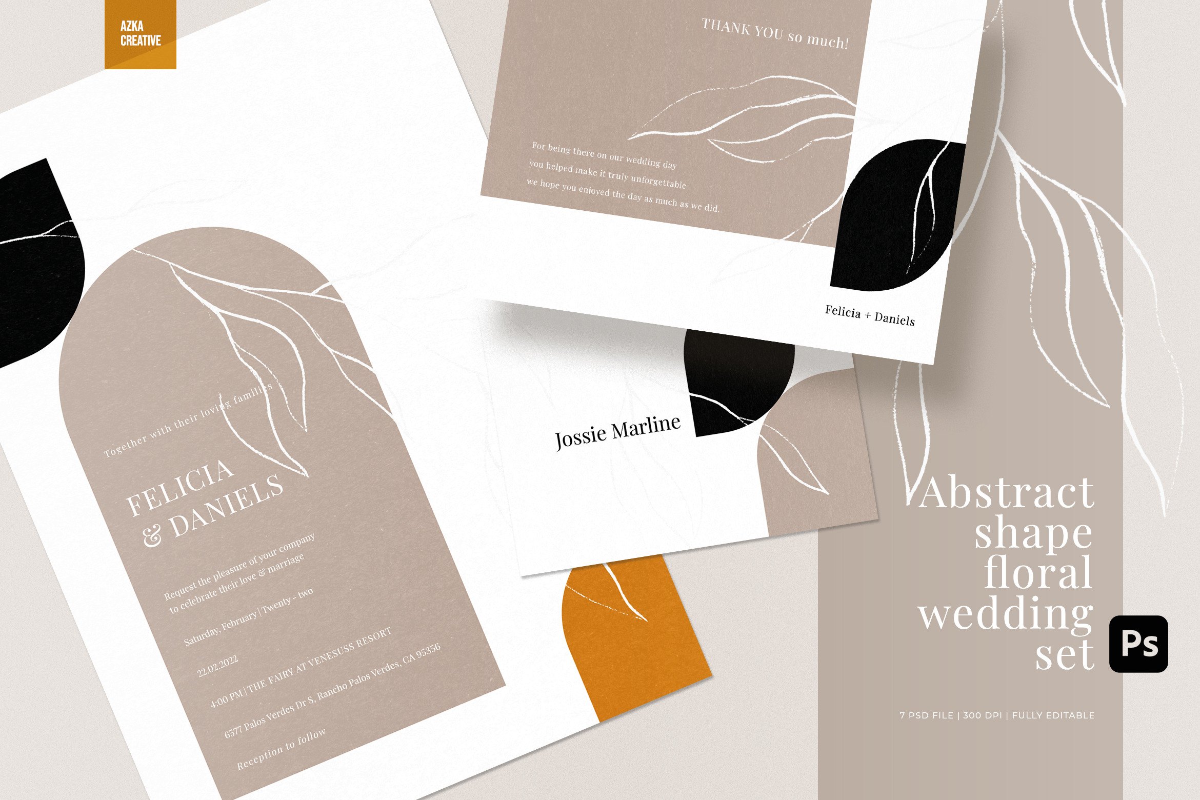 Abstract shape floral wedding set