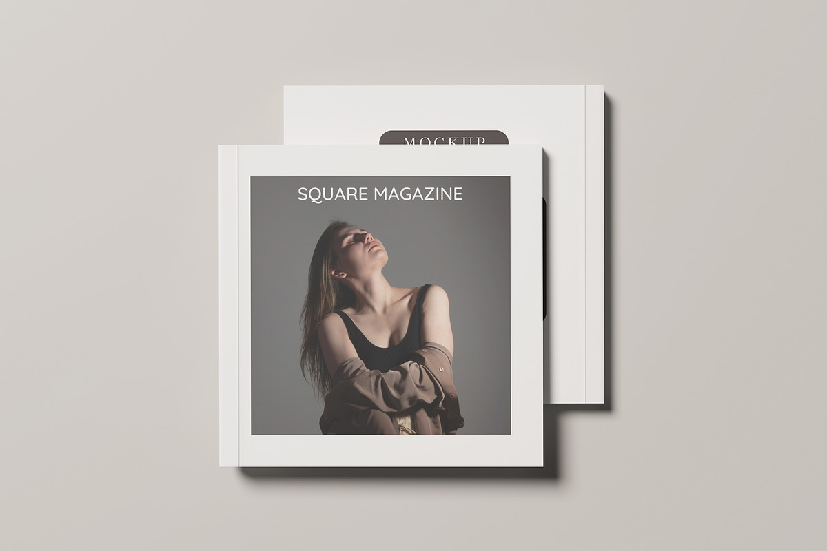 Square Magazine Mockup, a Print Template by AKMAL STUDIO