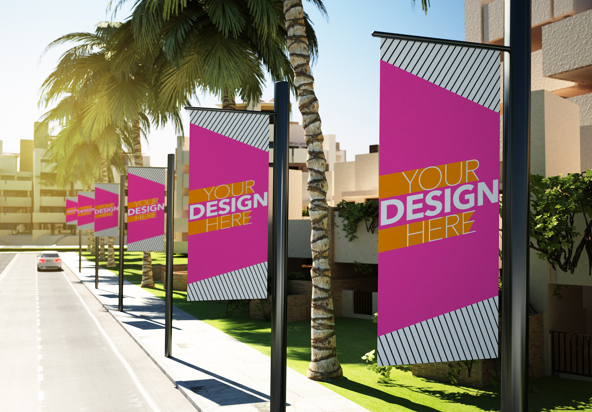 Advertising flags Mockup, a Print Template by McLittle Stock