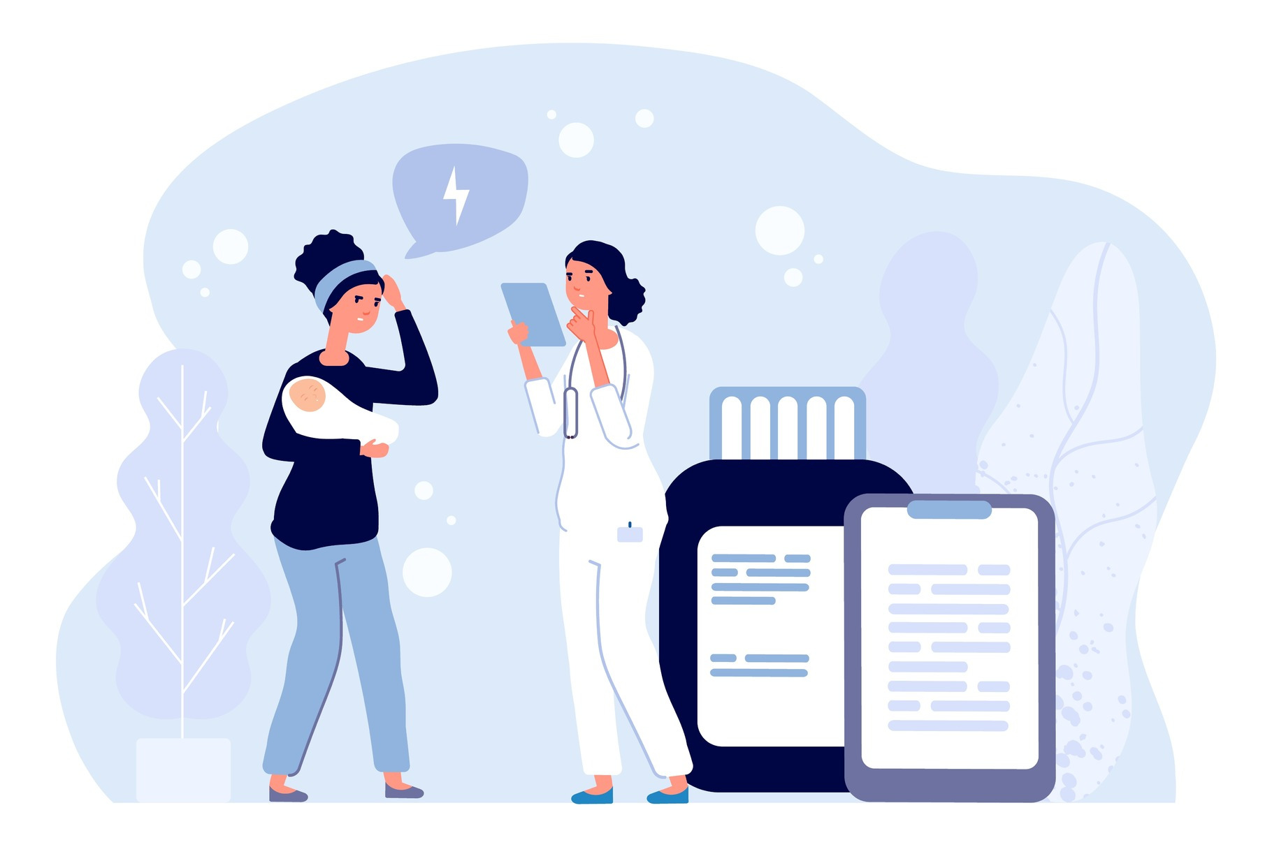 Postpartum depression. Woman | Graphics ~ Creative Market