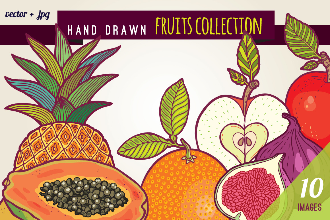 Hand drawn fruits illustrations pack, a Food Illustration by smallDrawing
