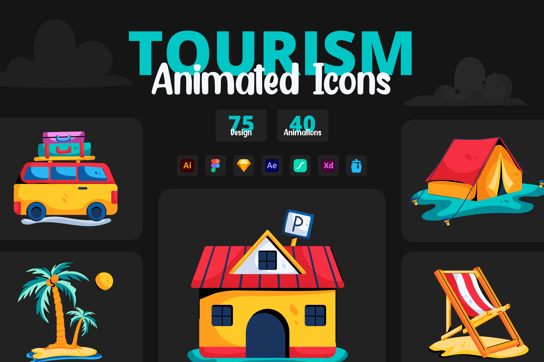 Animated Tourism Icon Set
