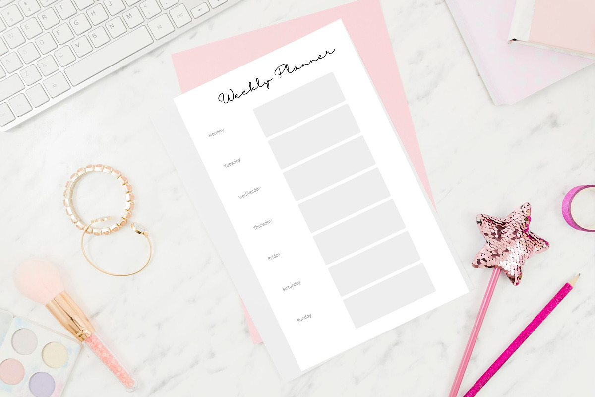 Minimal Weekly Planner Template, a Stationery Template by Rarce