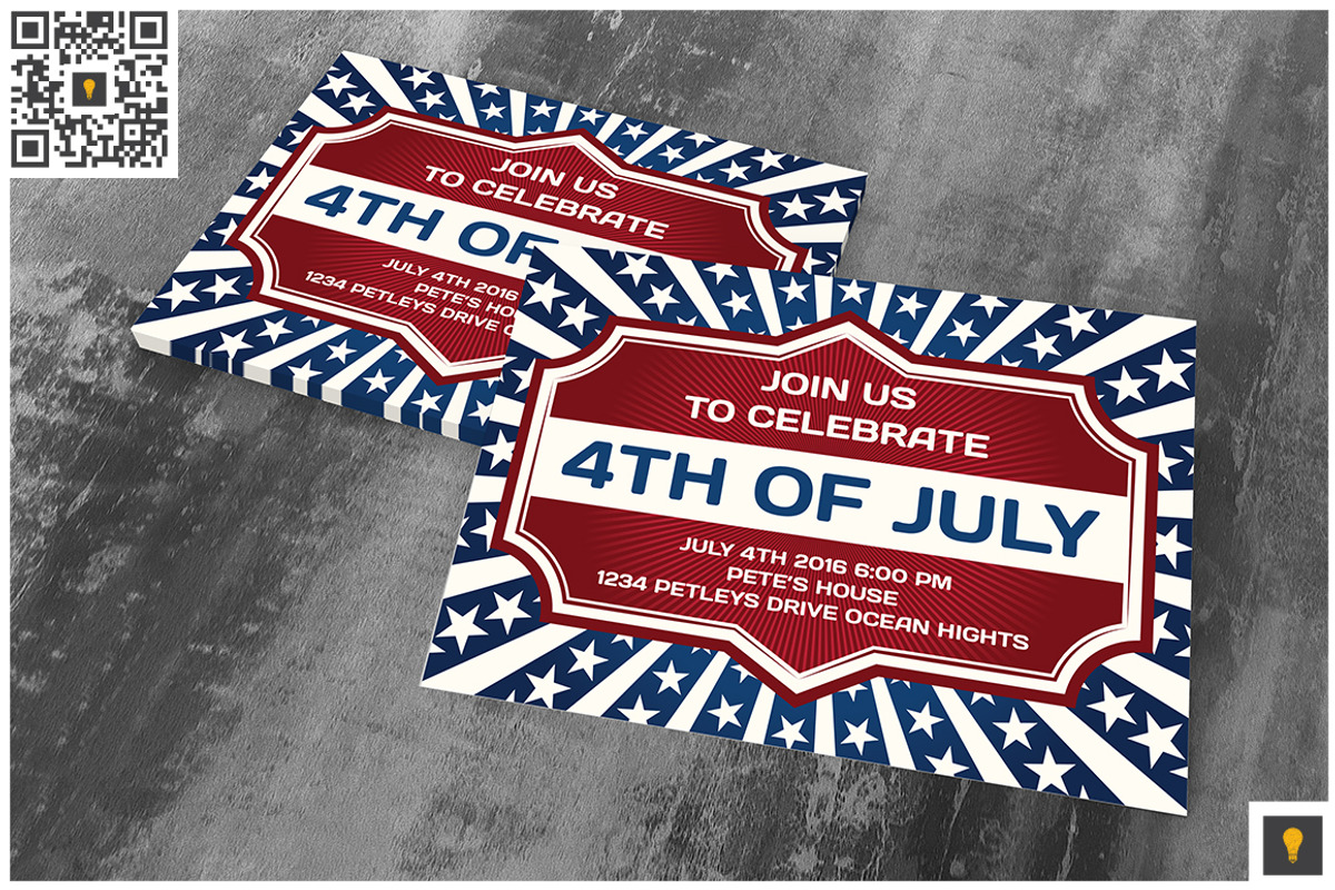 4th of July Invitation Card, an Invitation Template by Shocky Design Studio