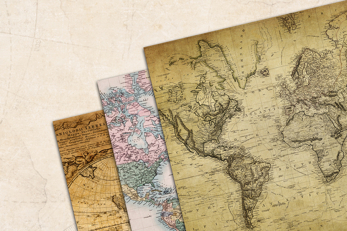 Old Map Digital Paper, Vintage Map, a Texture Graphic by Digital Studio ...