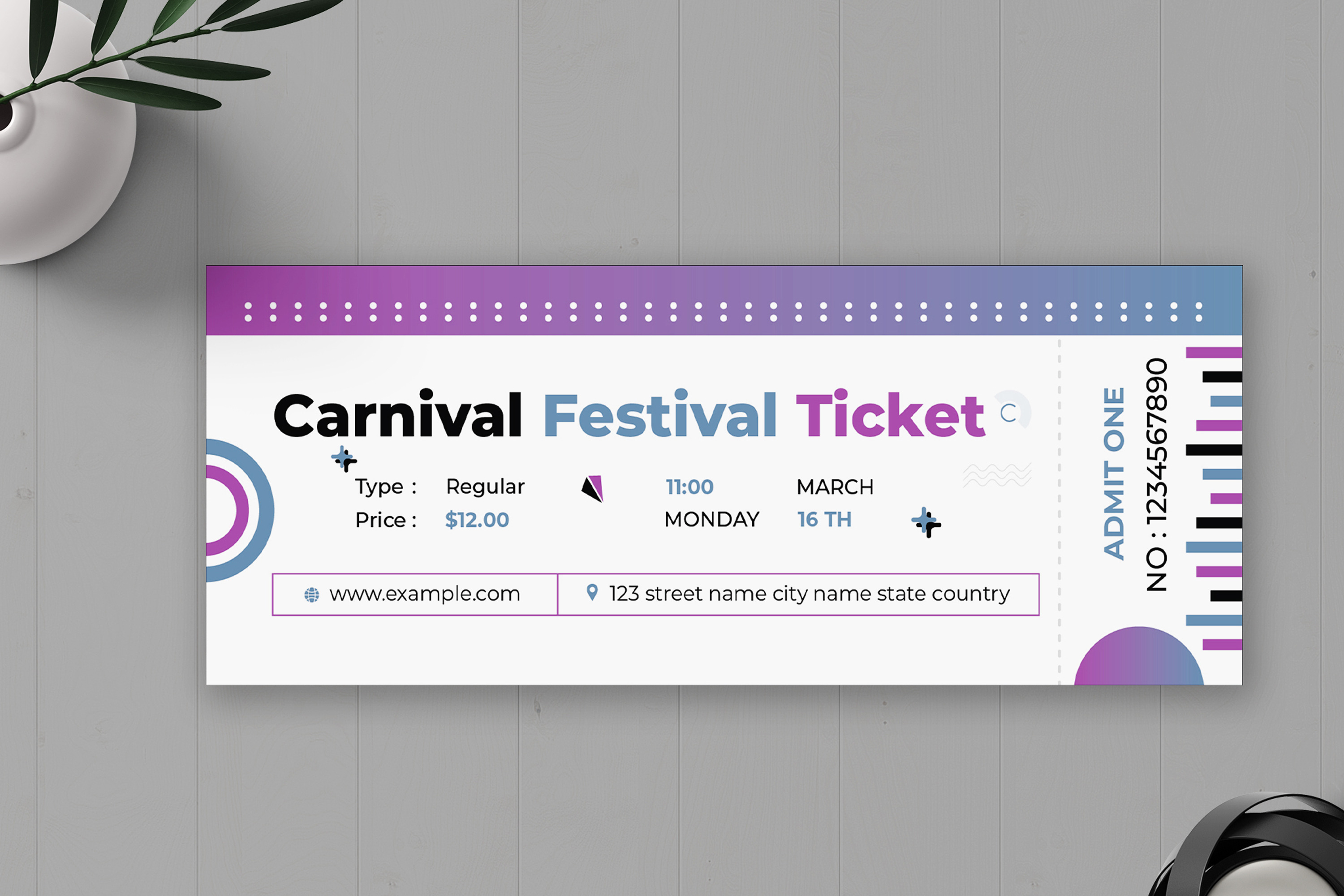 Carnival Festival Ticket Template