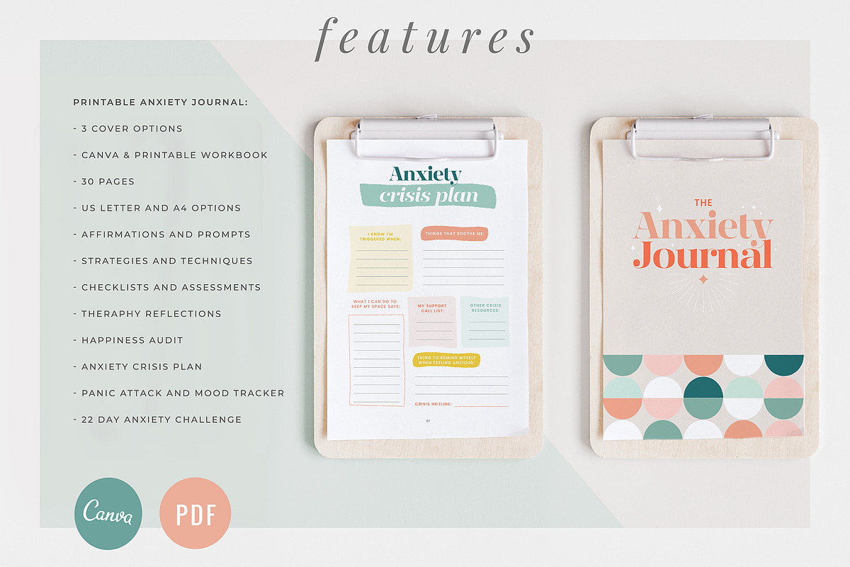 Anxiety Journal | Printable and Canva
