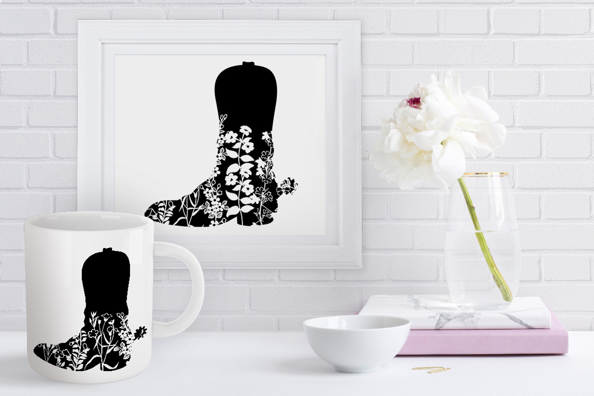 Cowboy Floral Boot SVG, Cowgirl SVG., an Illustration by Doodle Cloud ...