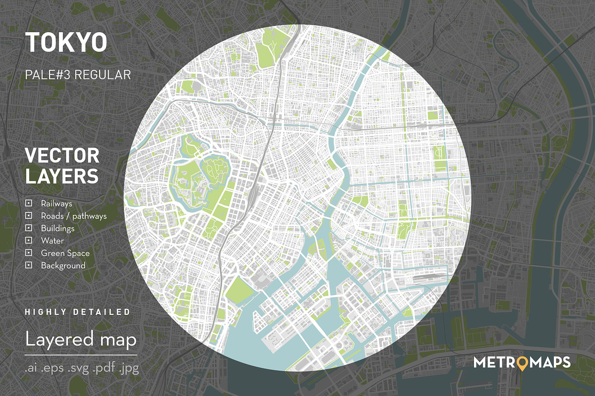 Tokyo Map – Pale / Regular, an Illustration by MetroMaps