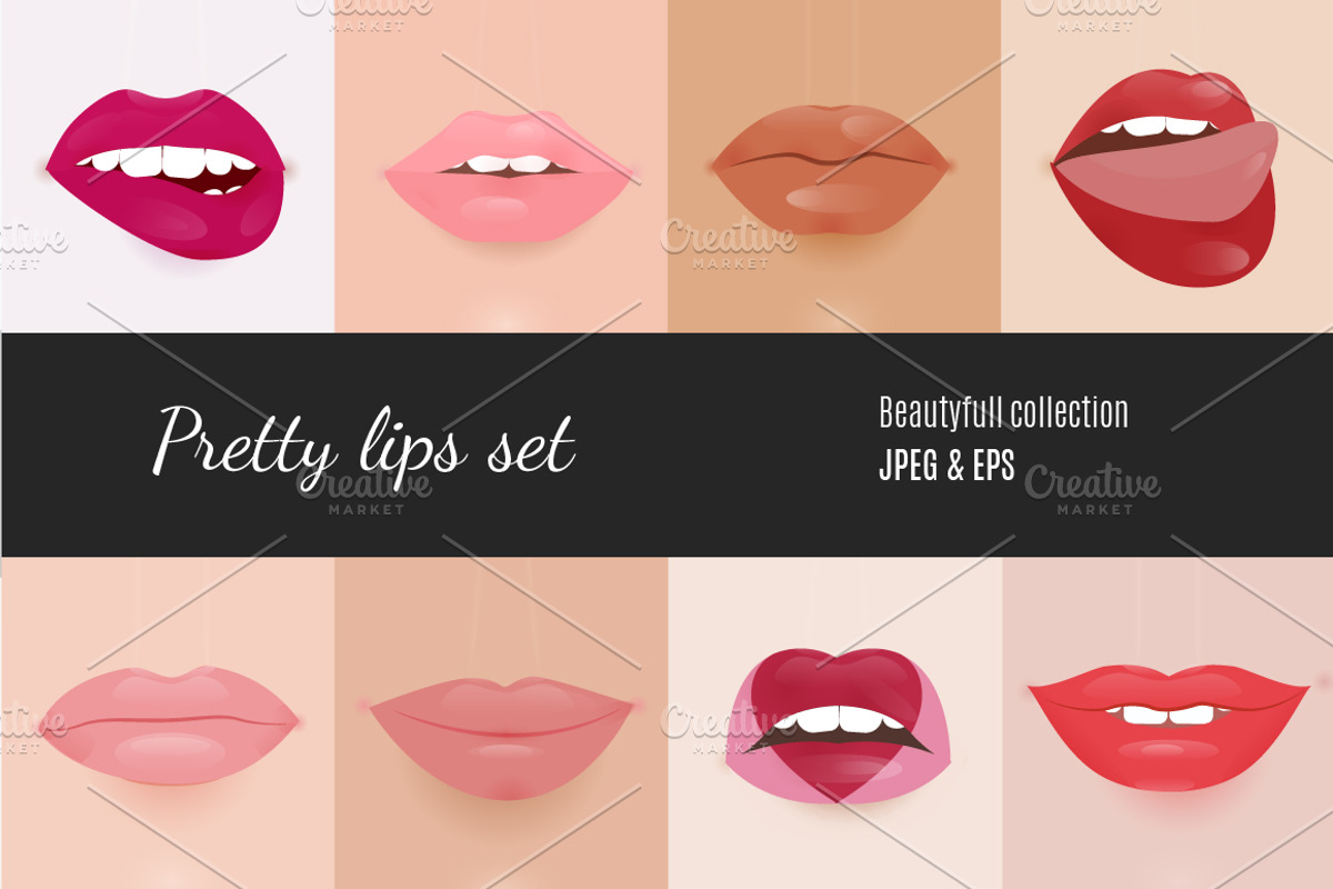Realistic Lips Vector Set, a Graphic by KannaaDesign