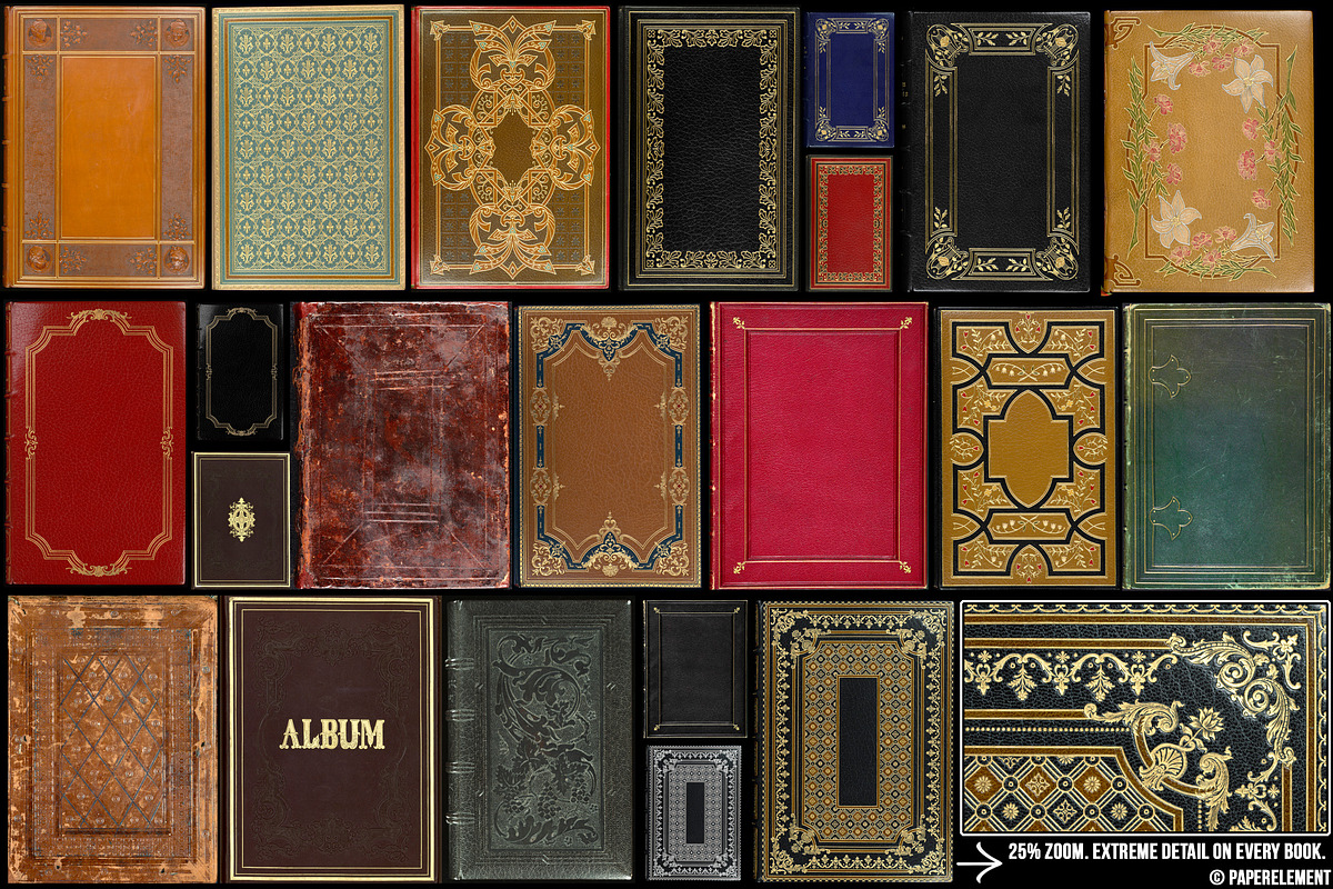 101 High-Res Antique Book Covers, a Texture Graphic by Paper Element