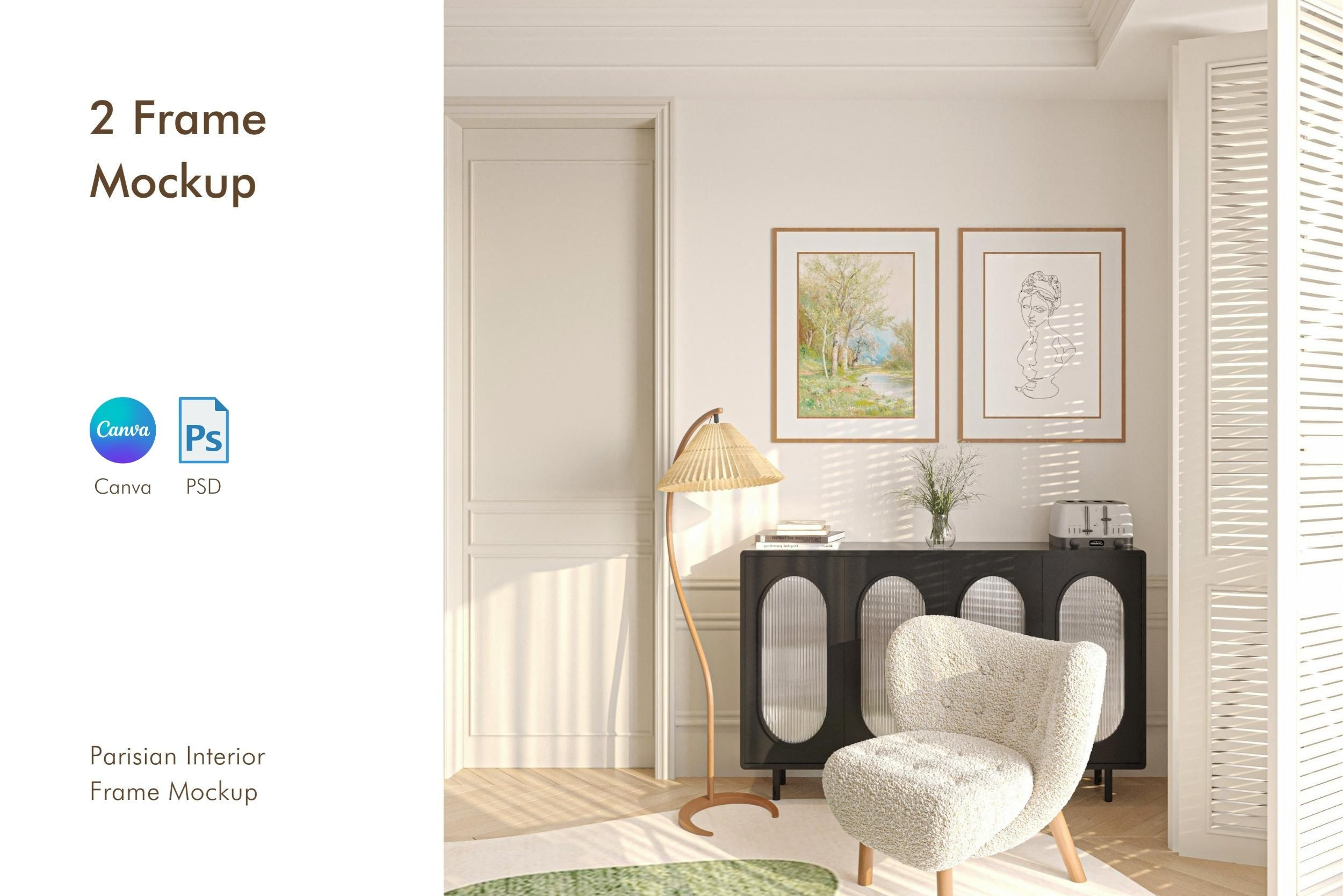 Parisian 2 Frame Mockup Canva & PSD, a Household Mockup by dln studio