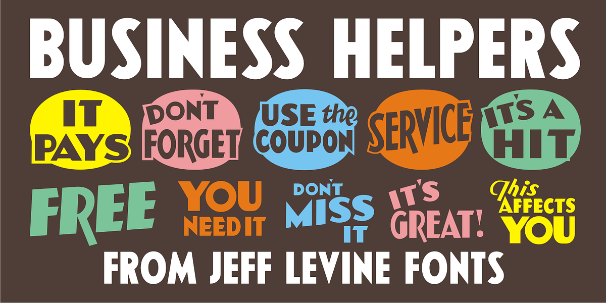 Business Helpers JNL, a Symbol Font by Jeff Levine Fonts