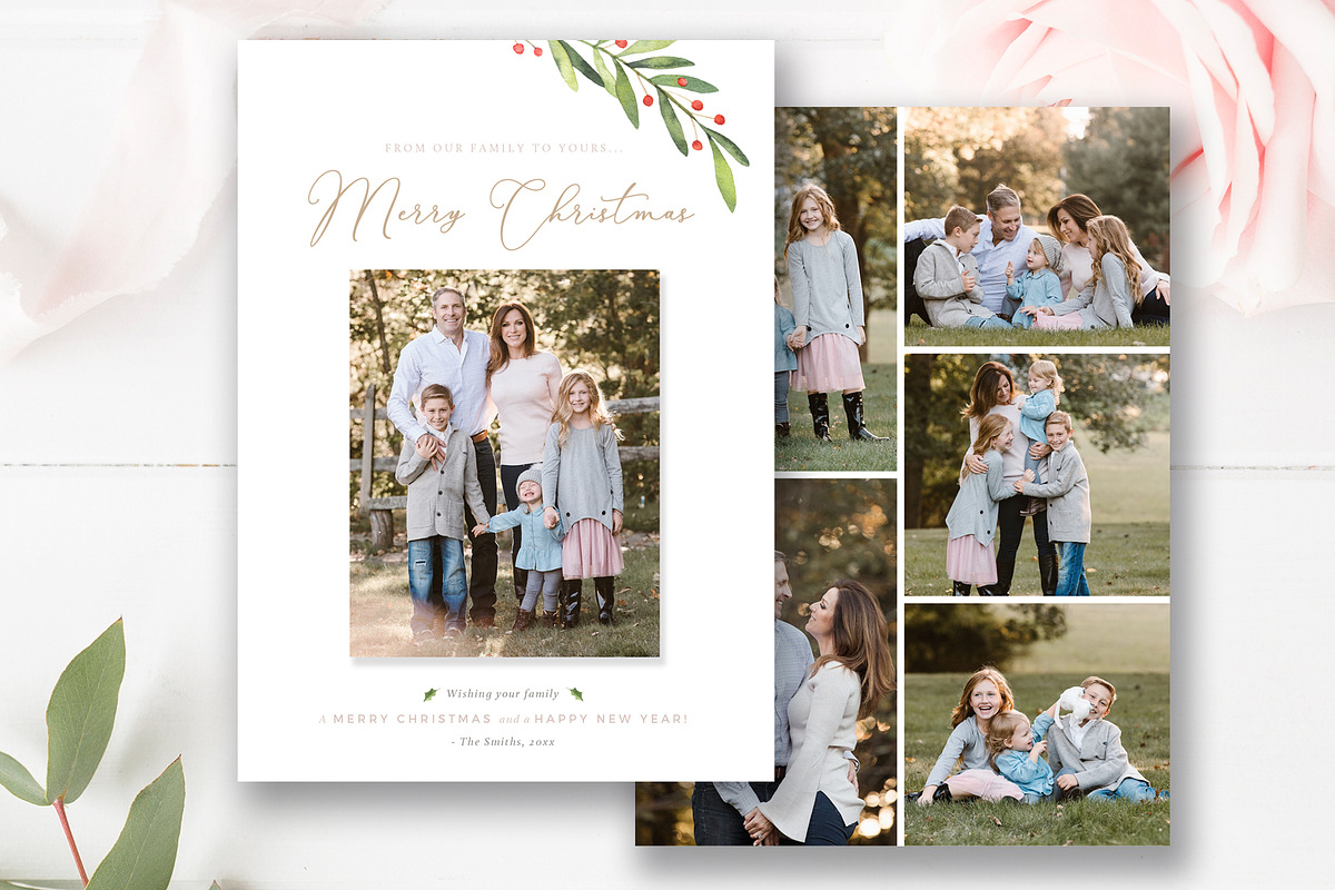 Elegant Christmas Card Template, a Card Template by By Stephanie Design