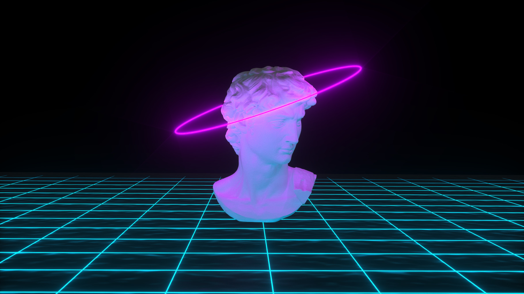 Abstract David's bust with neon, a Decorative Illustration by Shanvood