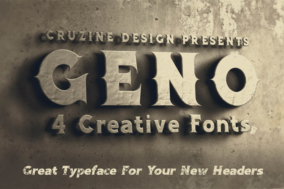 Geno Typeface, a Font by Cruzine