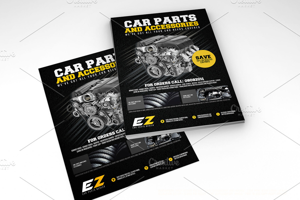 Car Parts and Accessories Flyer, a Flyer Template by PSDPixel
