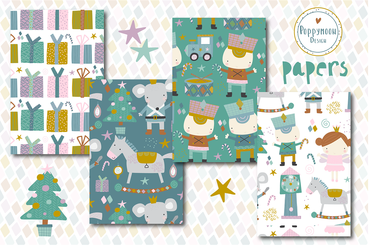 Nutcrackers paper, a Pattern Graphic by Poppymoondesign