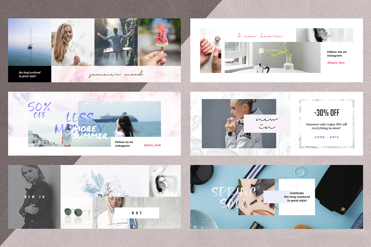 Marble Facebook Cover Pack, a Social Media Template by Crevo Studio