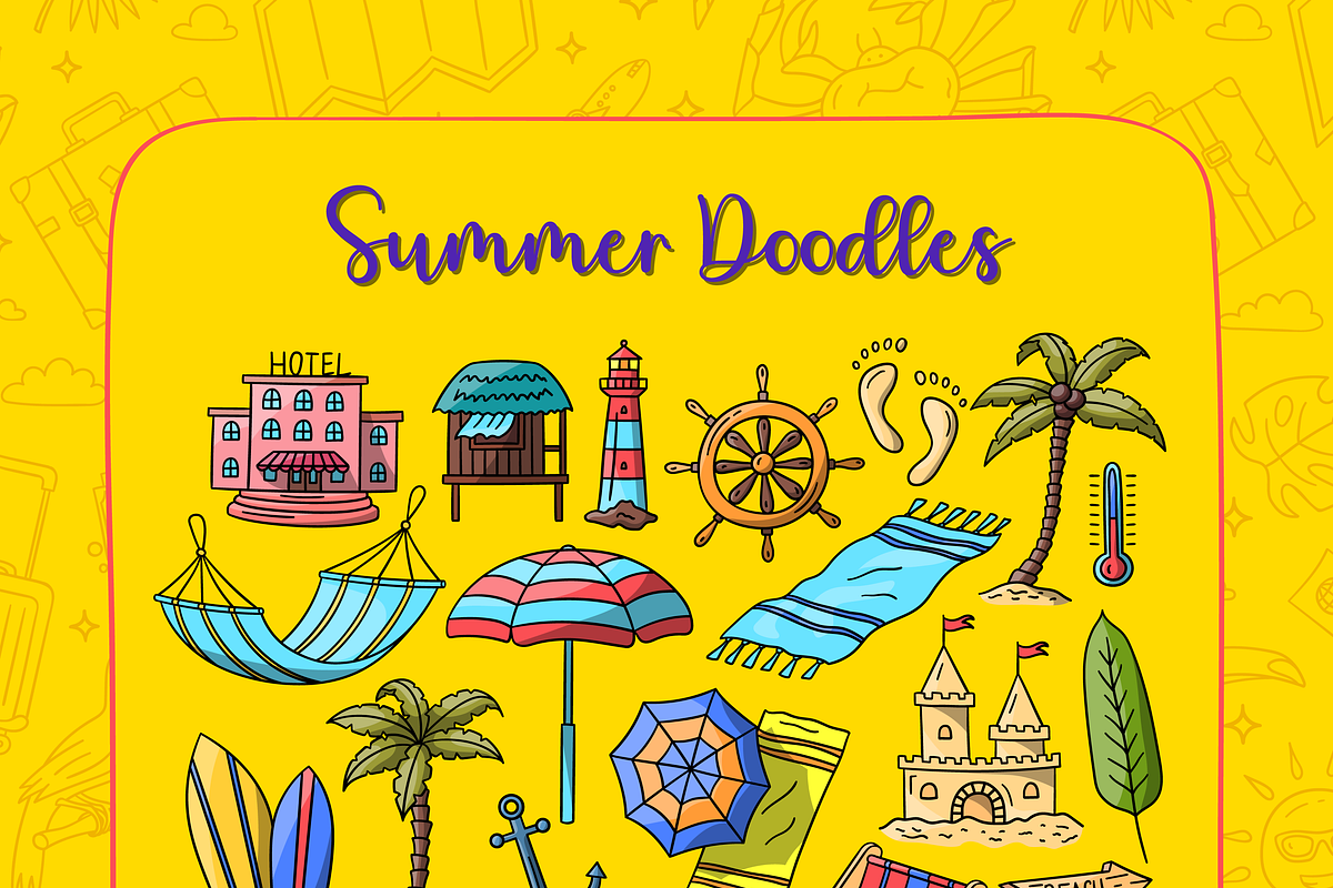 Summer Doodles, an Object Graphic by Sanumko | Creative Market