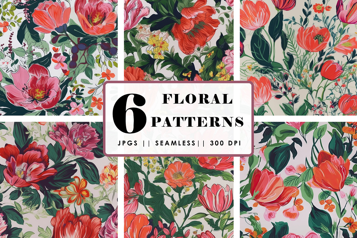 Bright Flowers: Set of 6 Patterns