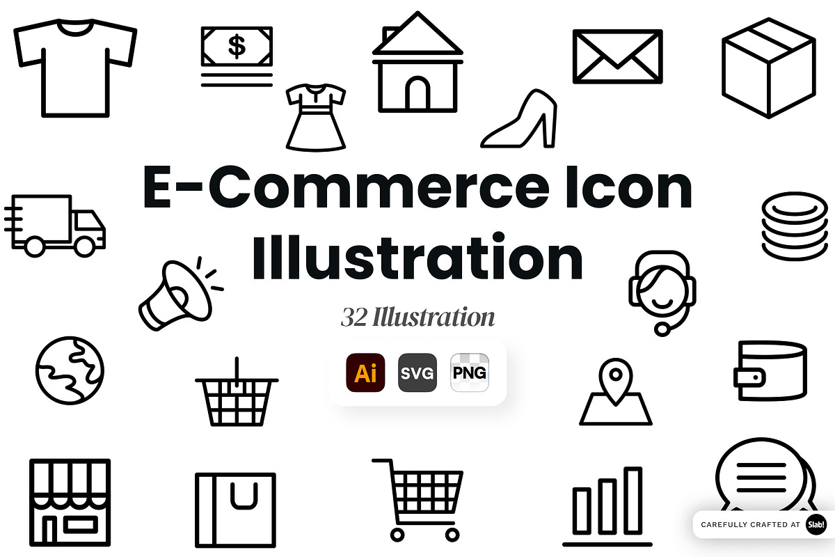 E-Commerce Line Icon Illustration, an Object Graphic by SLAB! Design