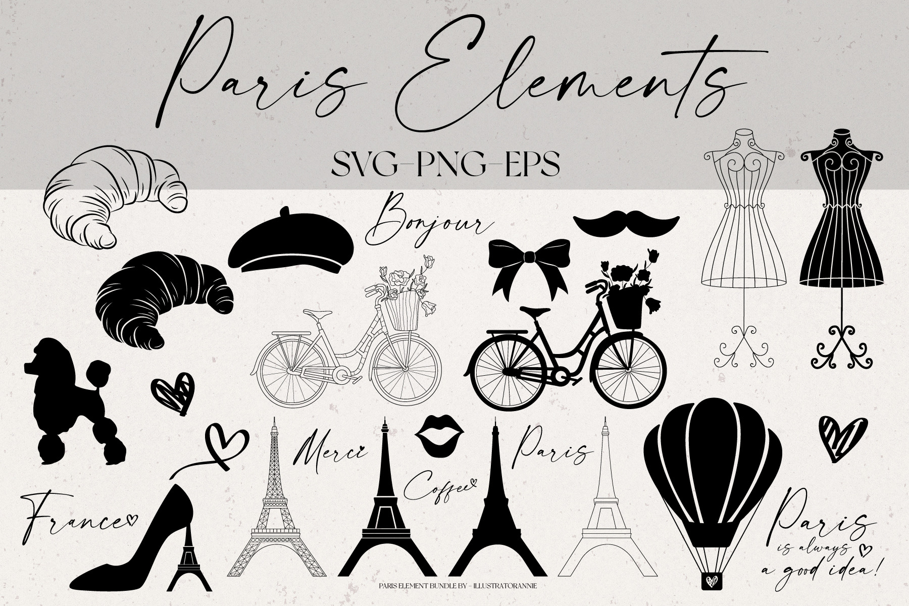 Paris Element SVG Bundle, an Object Illustration by IllustratorAnnie ...