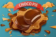 Choco pie ad template, a Food Illustration by TotallypicRF