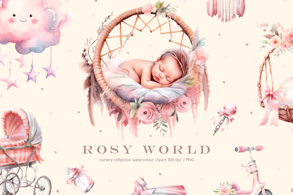 Rosy world, Boho Baby girl 133 PNG, a Decorative Illustration by Hello ...